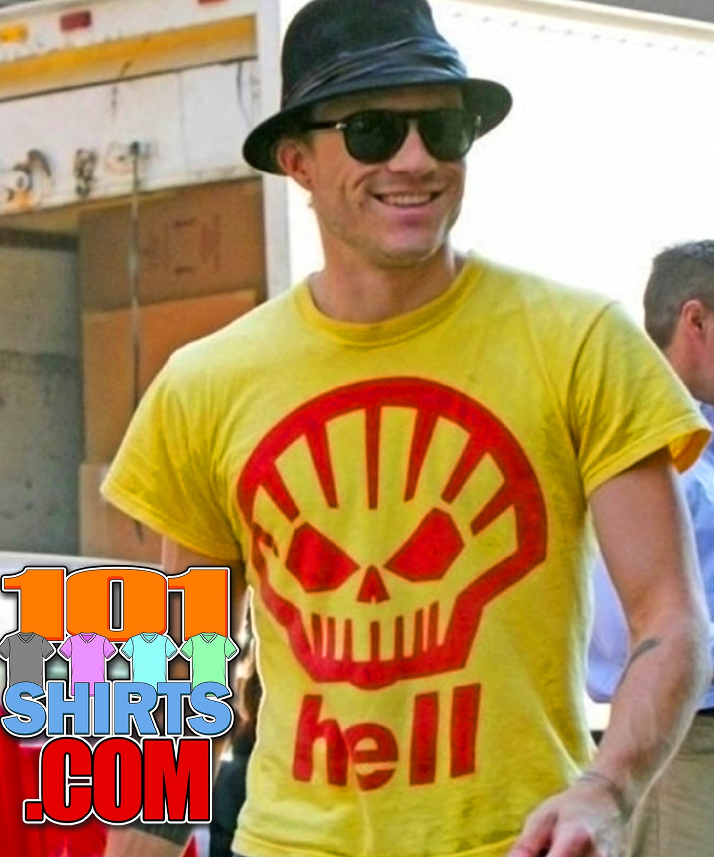 Hell yellow Tee Funny red Shell Logo Parody worn by Heath Ledger T-Shi ...